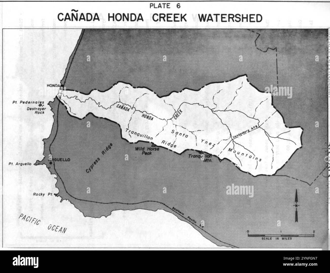 Cañada Honda Creek watershed map Stock Photo - Alamy