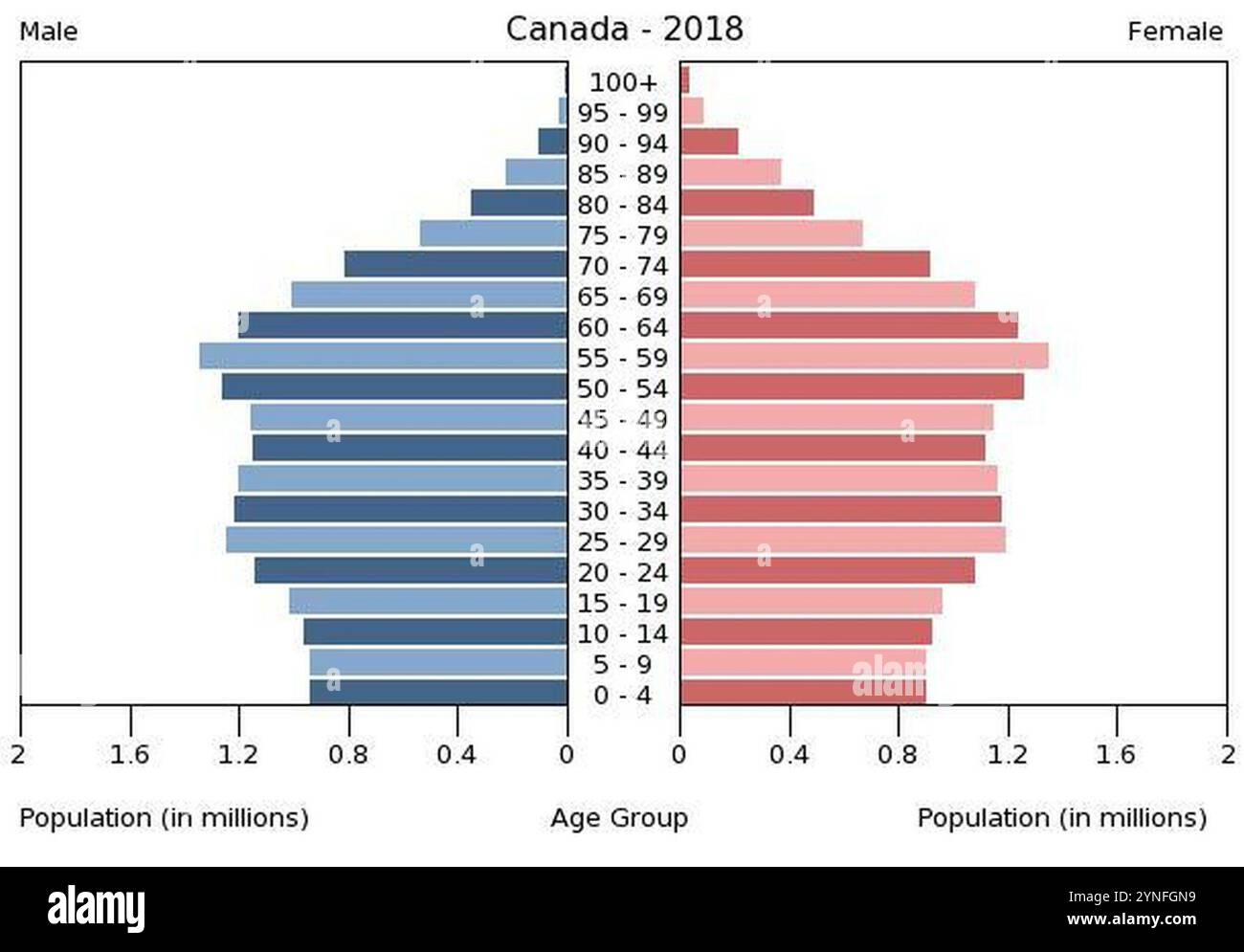 Canada population pyramid (2018 Stock Photo - Alamy