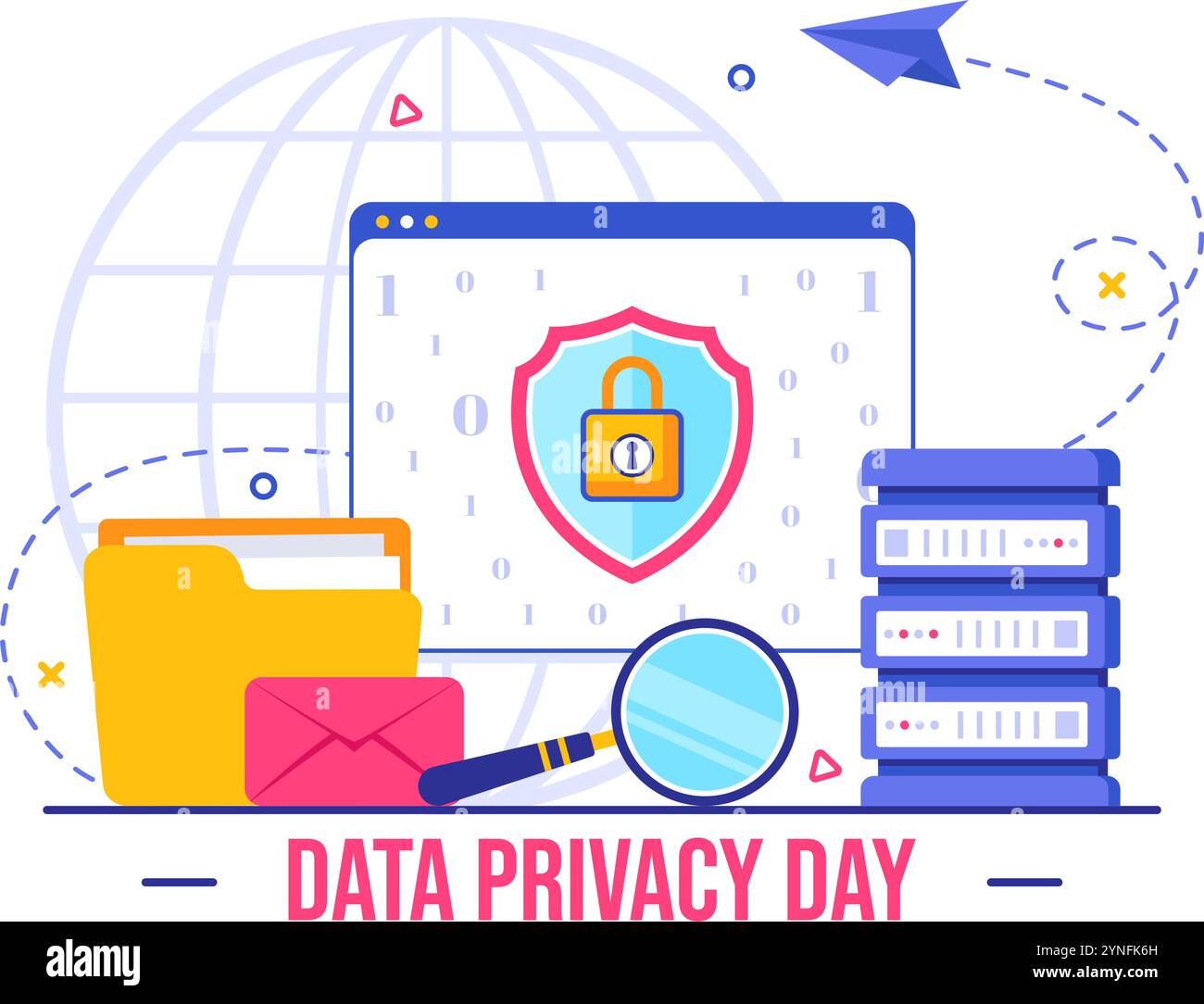 Data Privacy Day Vector Illustration featuring a Lock on a Screen ...