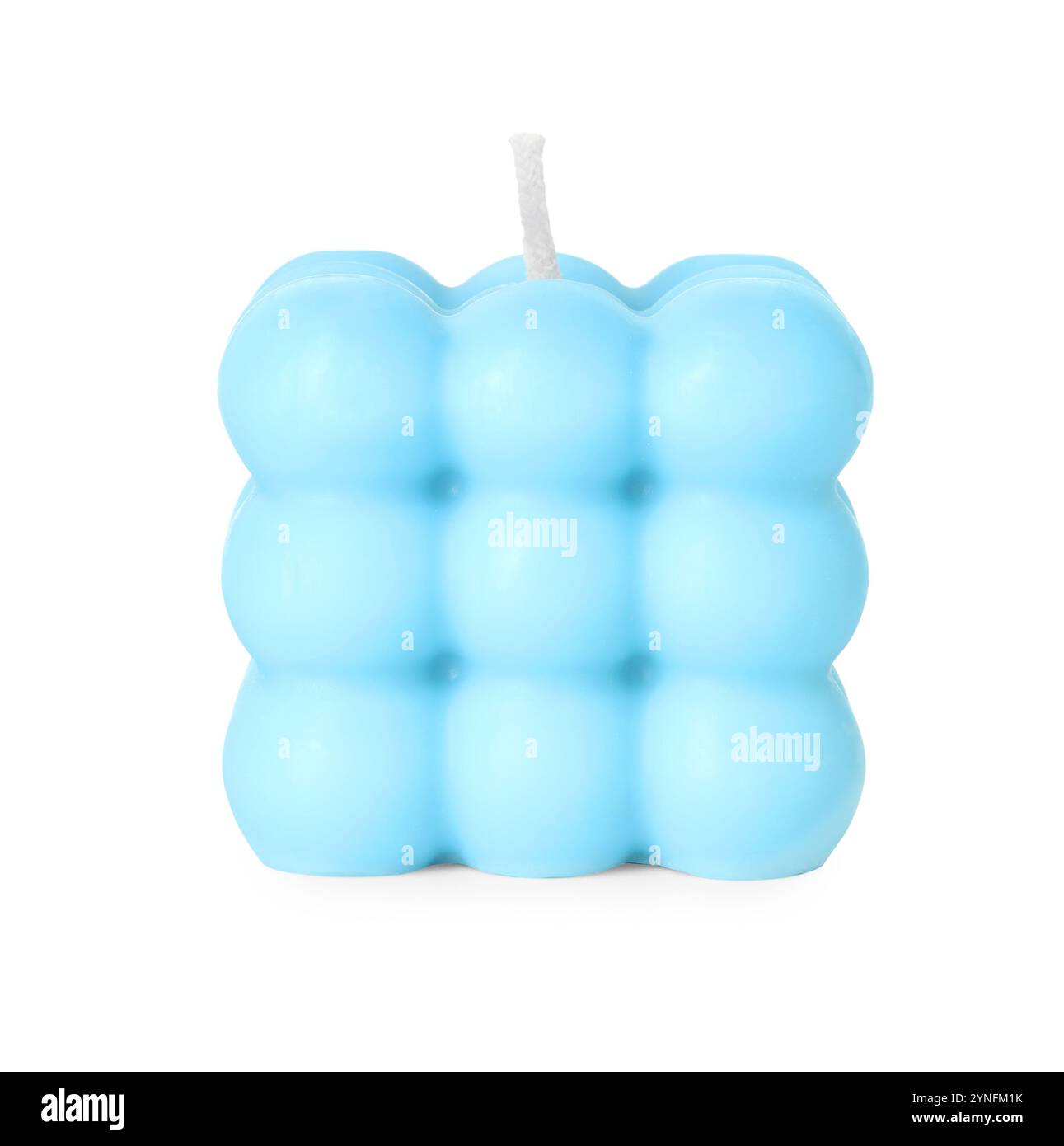 Beautiful light blue bubble candle isolated on white Stock Photo - Alamy