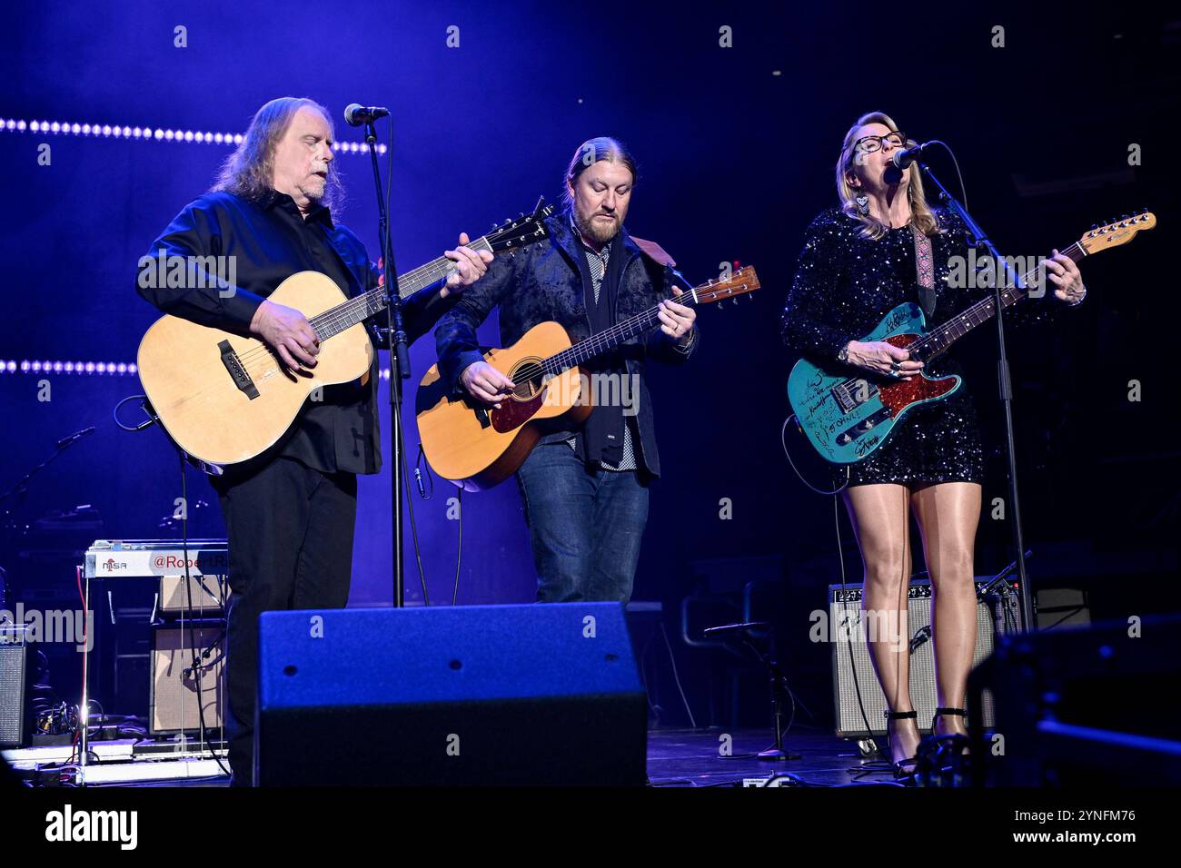 Warren Haynes, left, Derek Trucks and Susan Tedeschi perform together ...