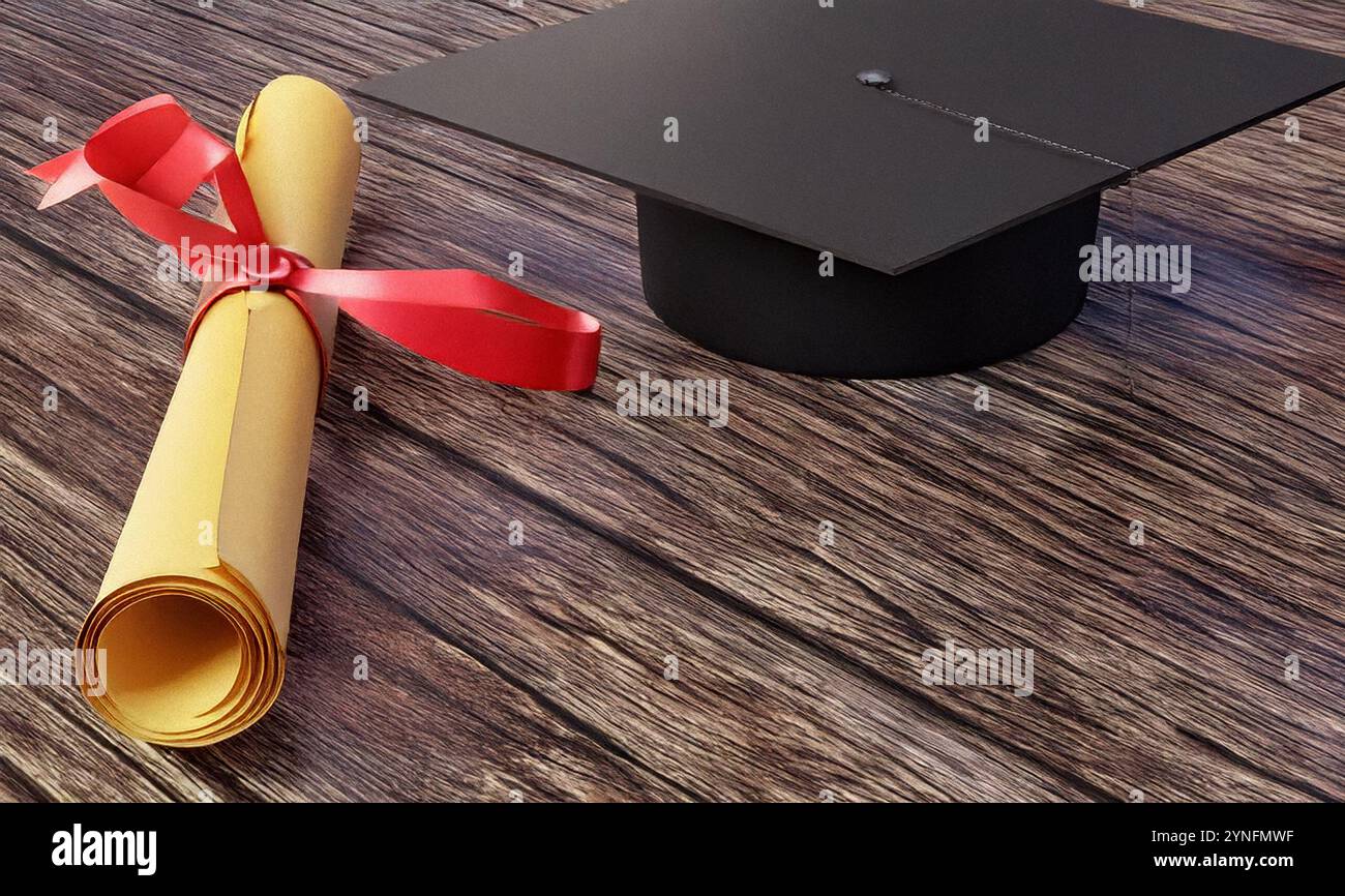 Graduation Cap and Diploma for graduating Stock Photo - Alamy