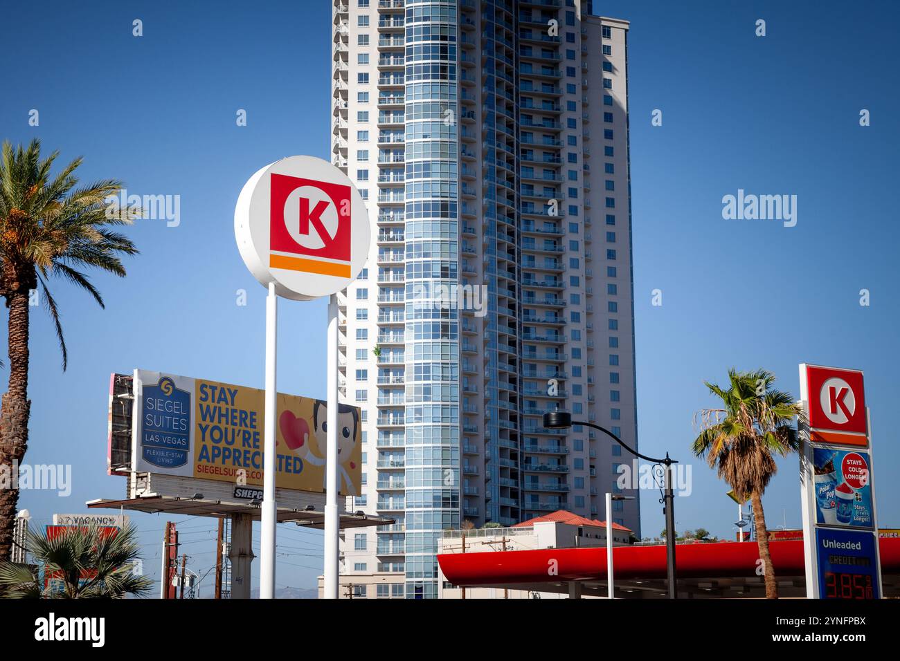 LAS VEGAS - AUGUST 21, 2024: Circle K logo on a gas station and ...