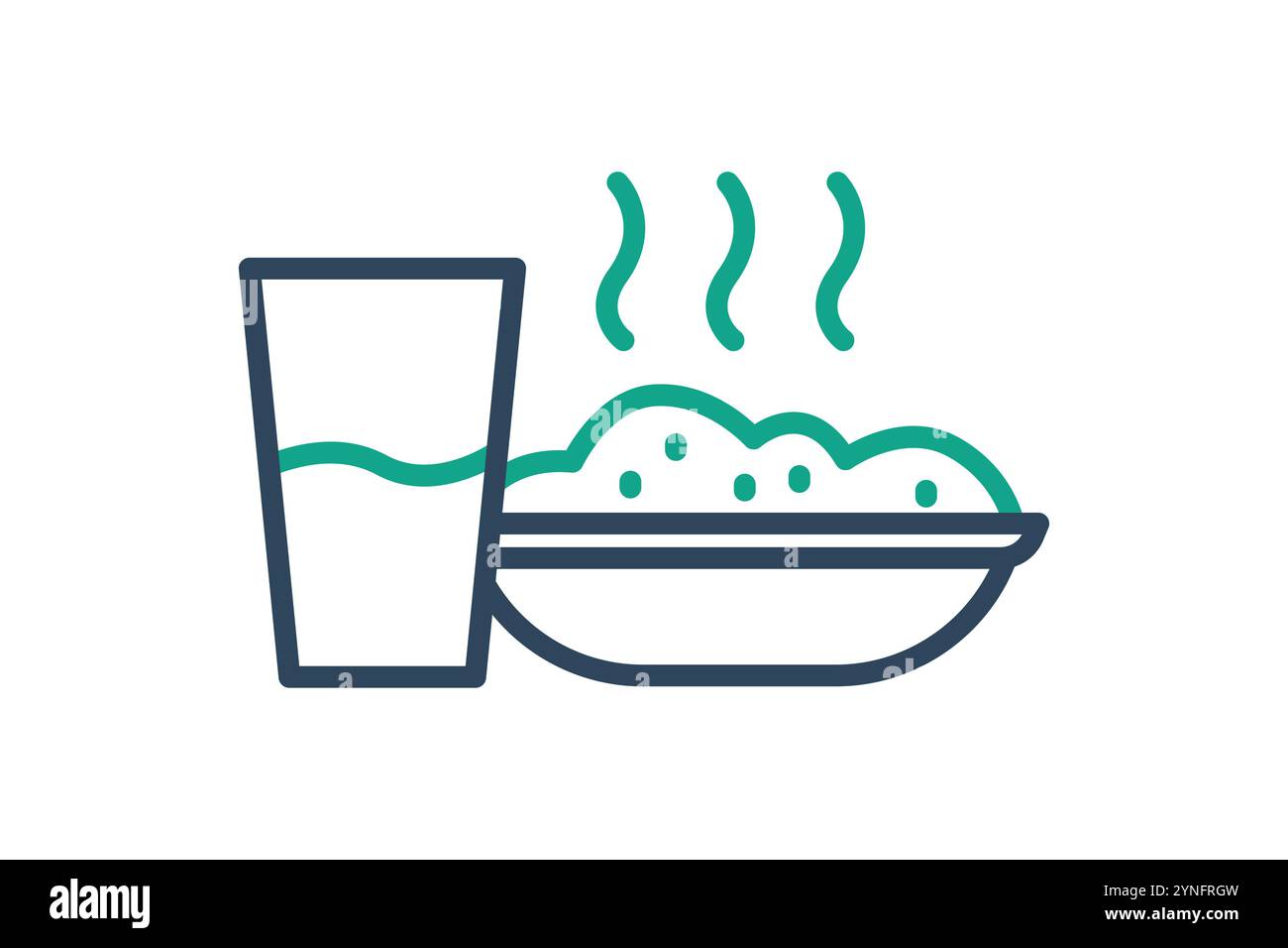 Meal icon. line icon style. rice plate with glass. icon related to meal ...