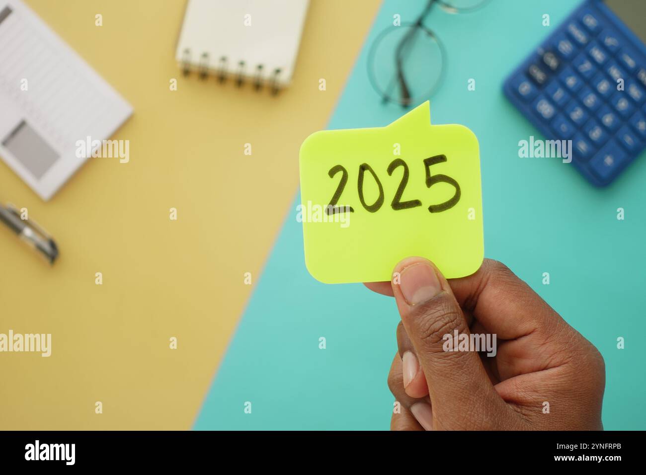 Colorful Desk Setup Highlighting Year 2025 Planning Stock Photo - Alamy