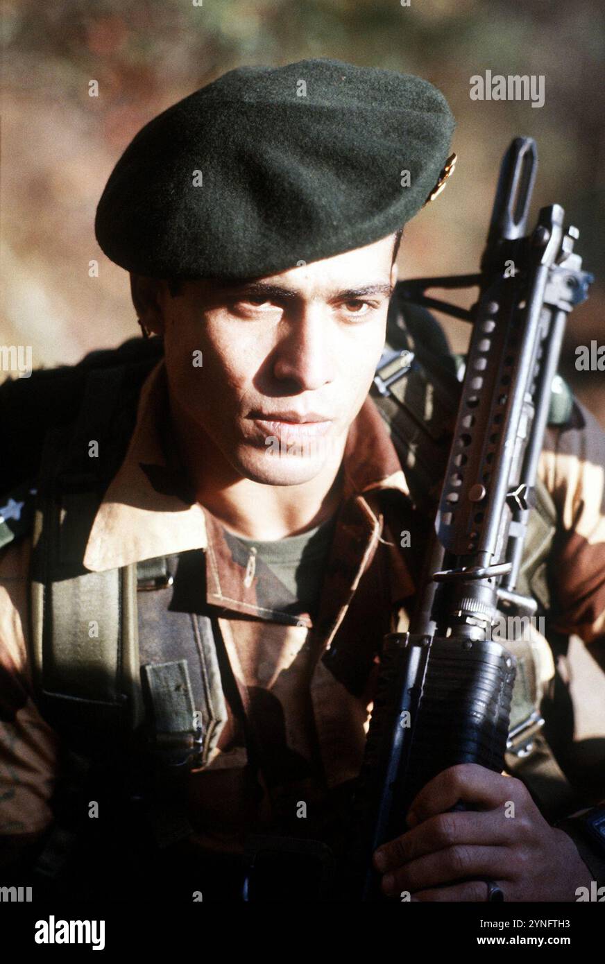 CAPT. Adel Afifi of Egypt with an M-60 machine gun during multi-national ranger training at the ...