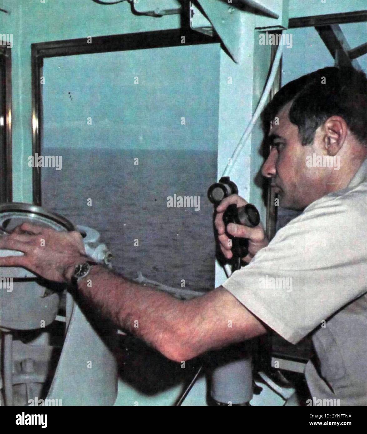 Captain Alexander G.B. Grosvenor, U.S. Navy, aboard USS Kitty Hawk (CVA ...