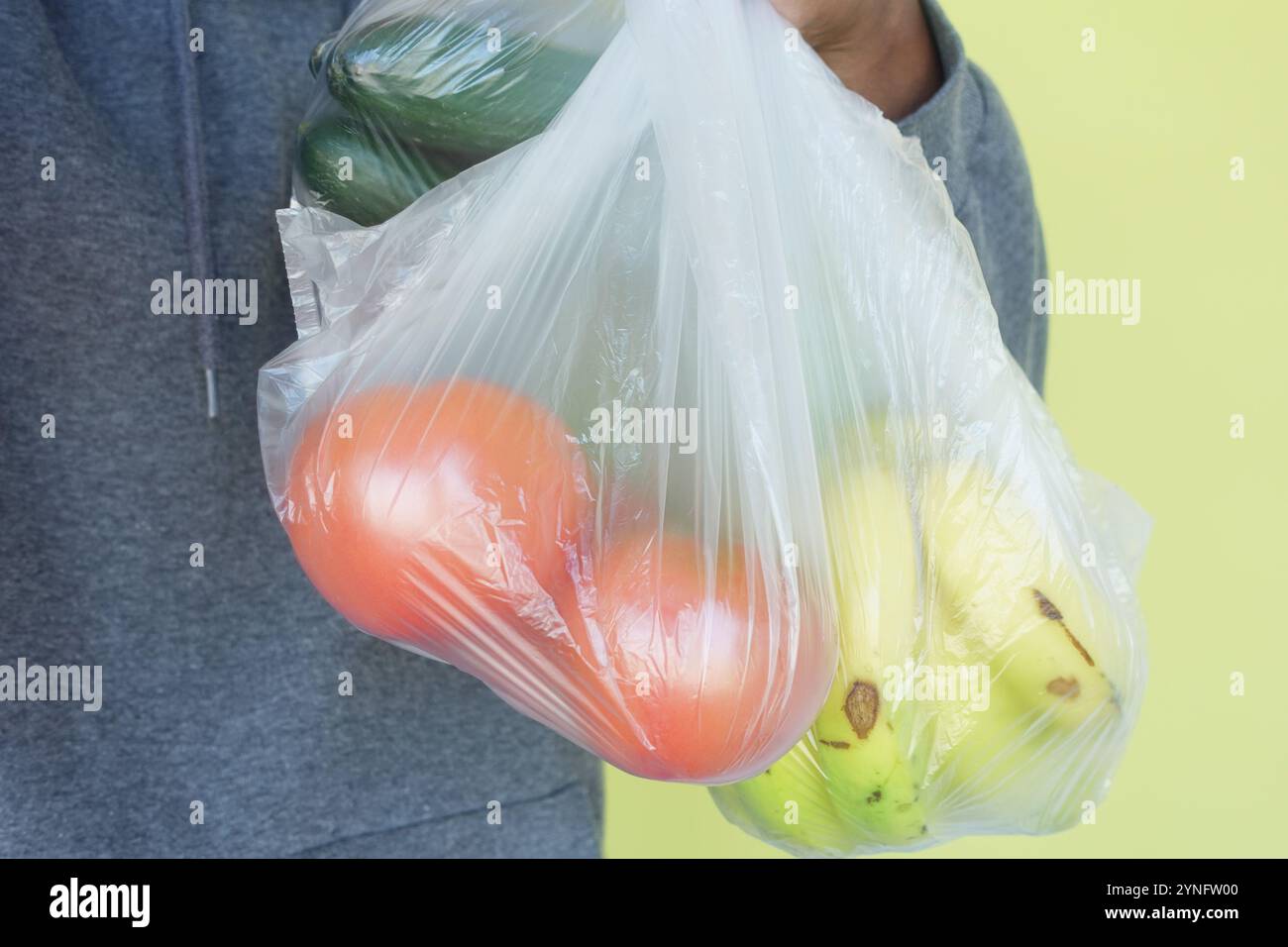 Hand Carrying Fresh Vegetables in Clear Plastic Bag, Healthy Eating and ...