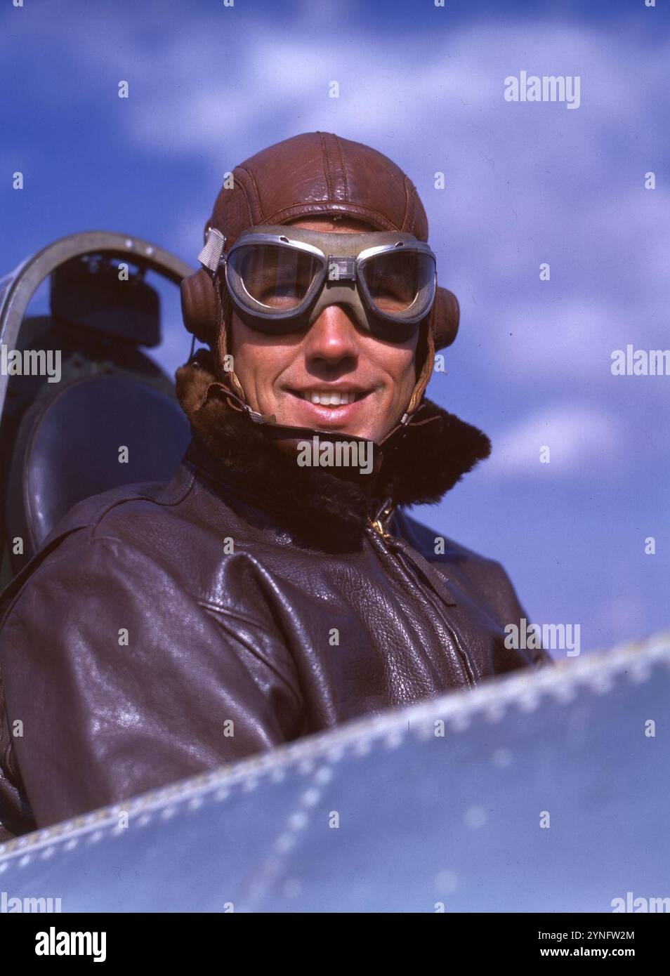 Captain Marion Carl in the cockpit of an airplane at Naval Air Station ...