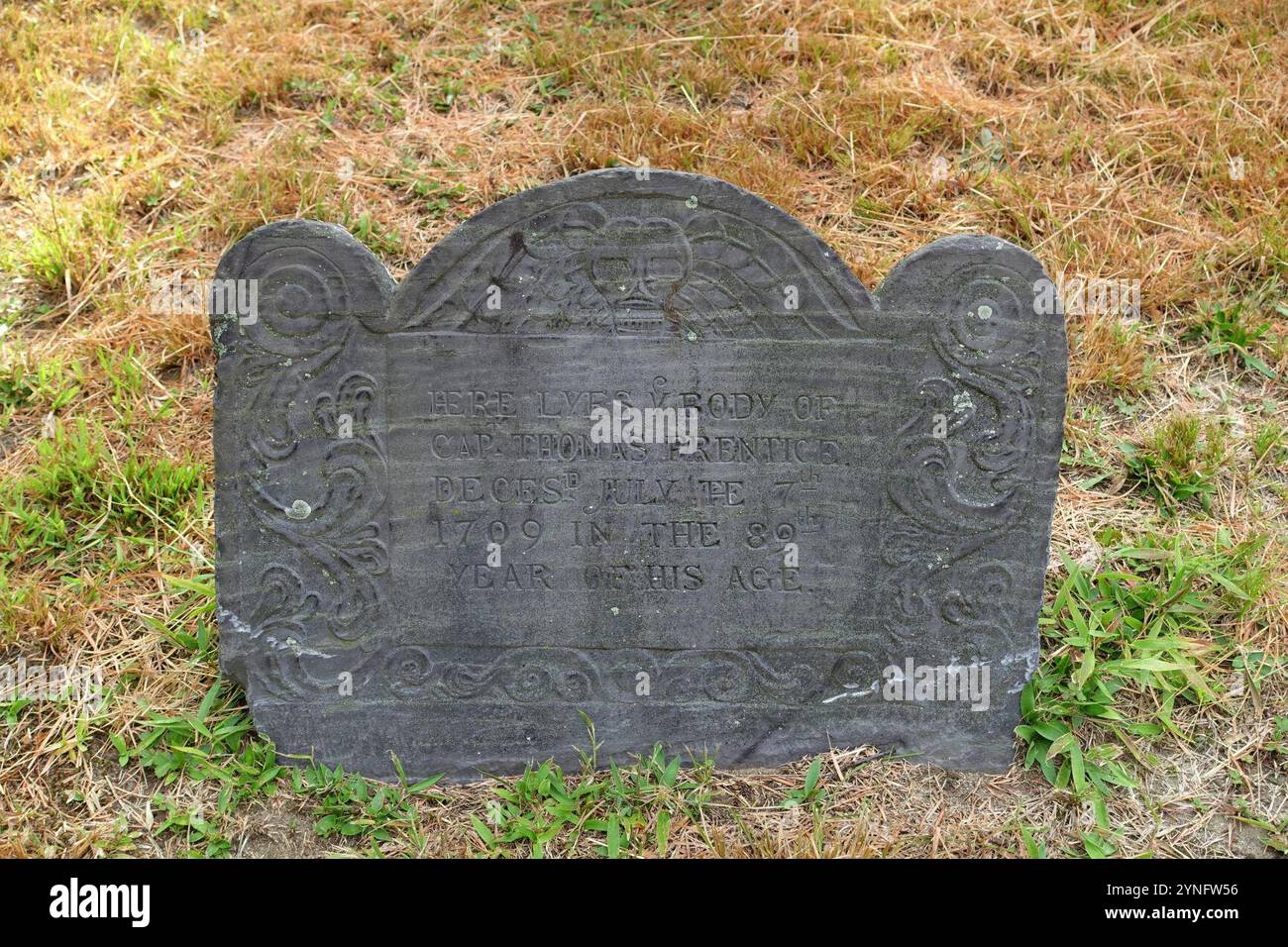 Captain Thomas Prentice - East Parish Burying Ground - Newton, MA Stock ...