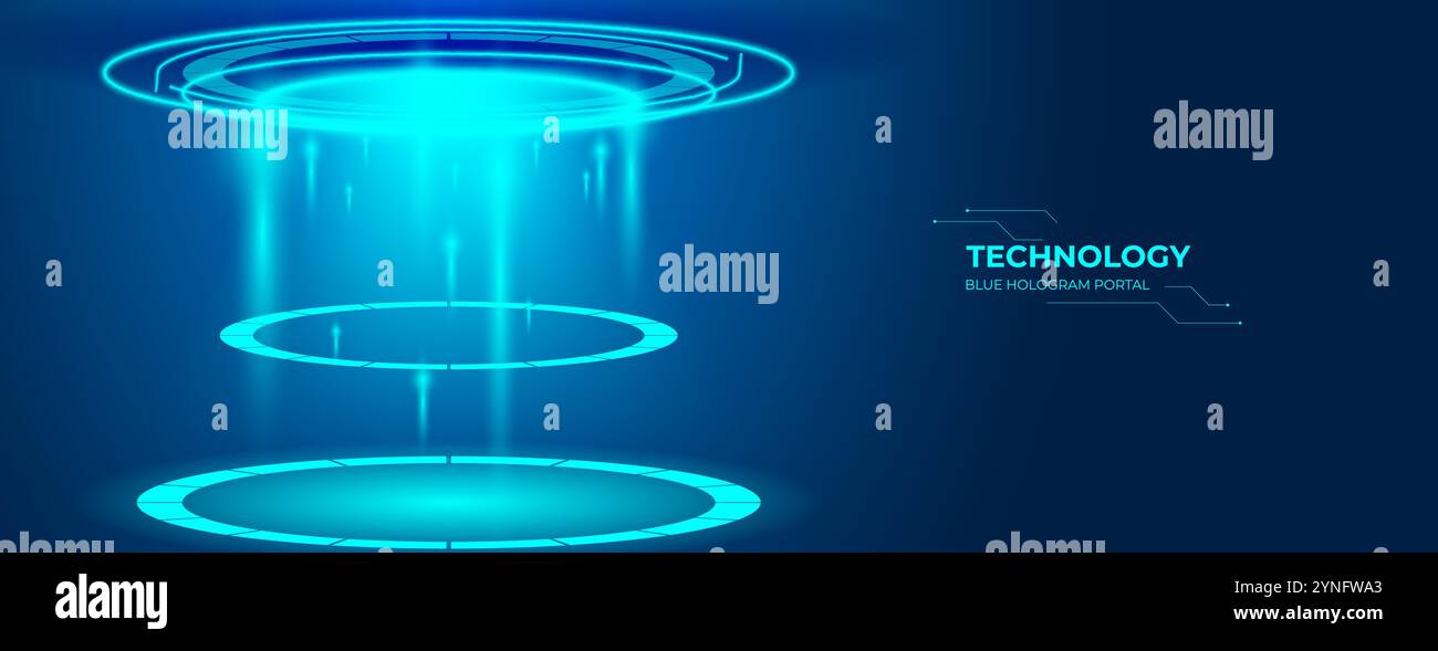 abstract blue hologram portal background. great for high tech ...