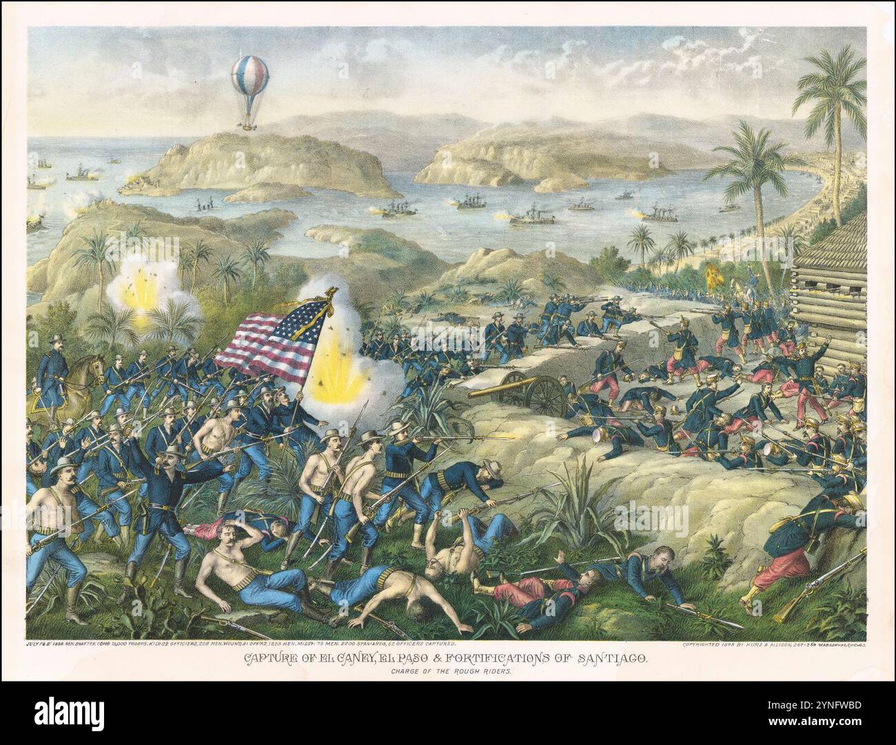 Capture of El Caney, El Paso & Fortifications of Santiago. Charge of ...