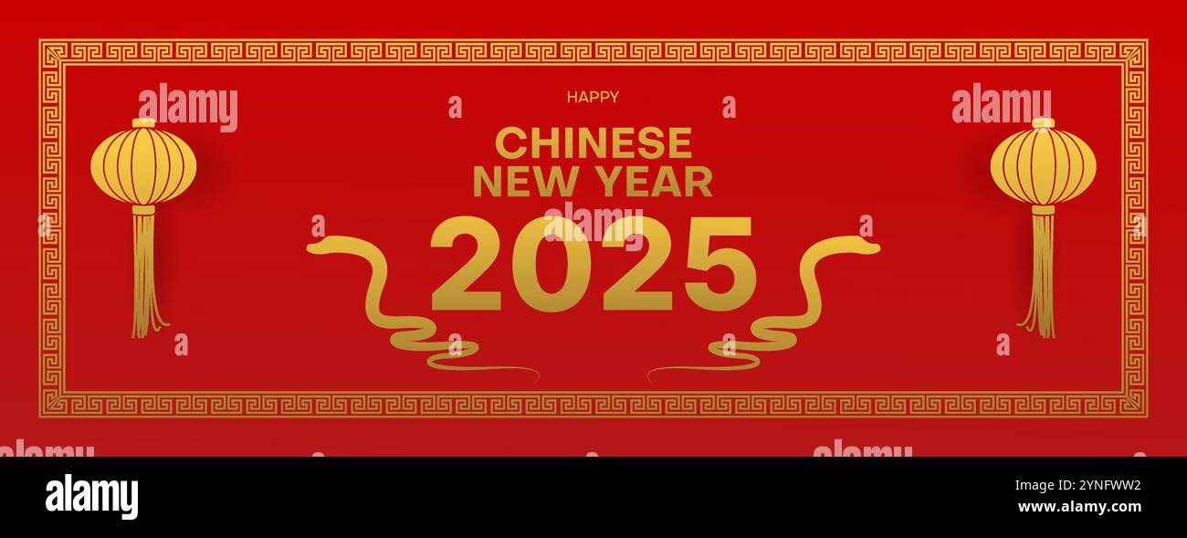 simple chinese new year background with snake and lantern illustration ...