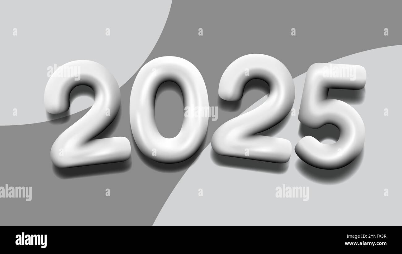 3d gray and white 2025 design with abstract background Stock Vector ...