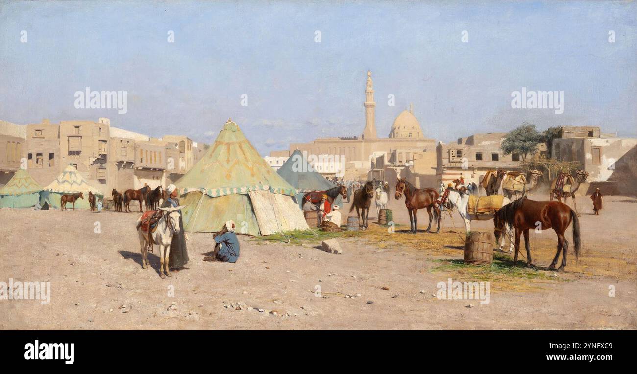Caravan at the gates of Constantinople (1881), by Alberto Pasini Stock ...