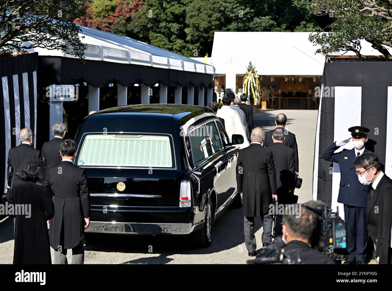 The funeral carriage carrying the coffin of Japanese Princess Yuriko ...