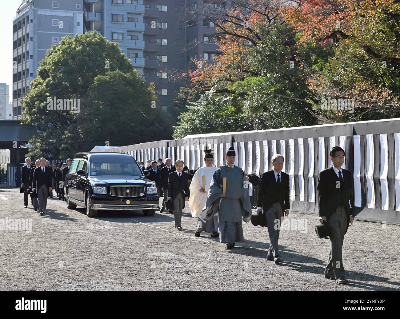 The funeral carriage carrying the coffin of Japanese Princess Yuriko ...