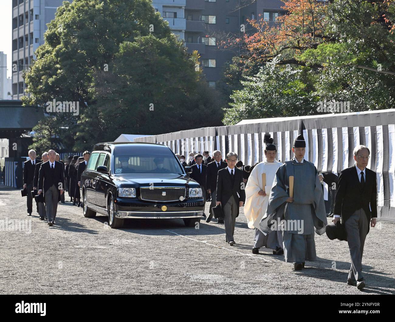 The funeral carriage carrying the coffin of Japanese Princess Yuriko ...