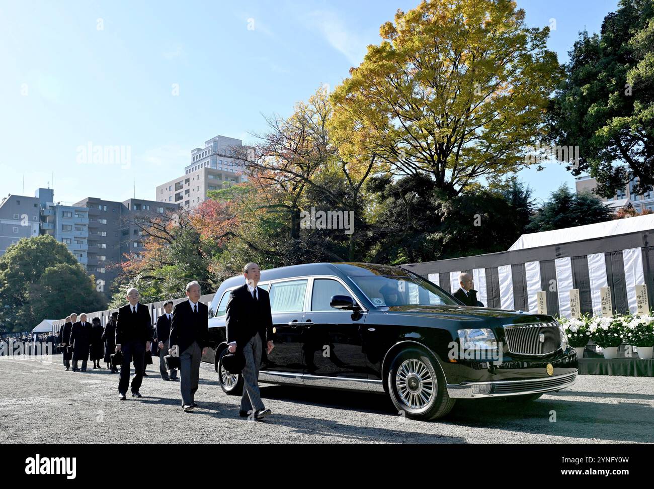 The funeral carriage carrying the coffin of Japanese Princess Yuriko ...