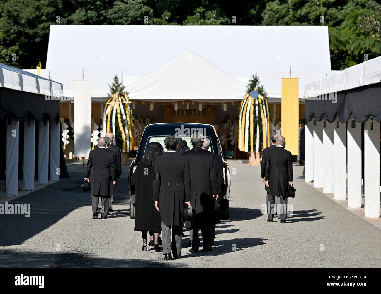 The funeral carriage carrying the coffin of Japanese Princess Yuriko ...