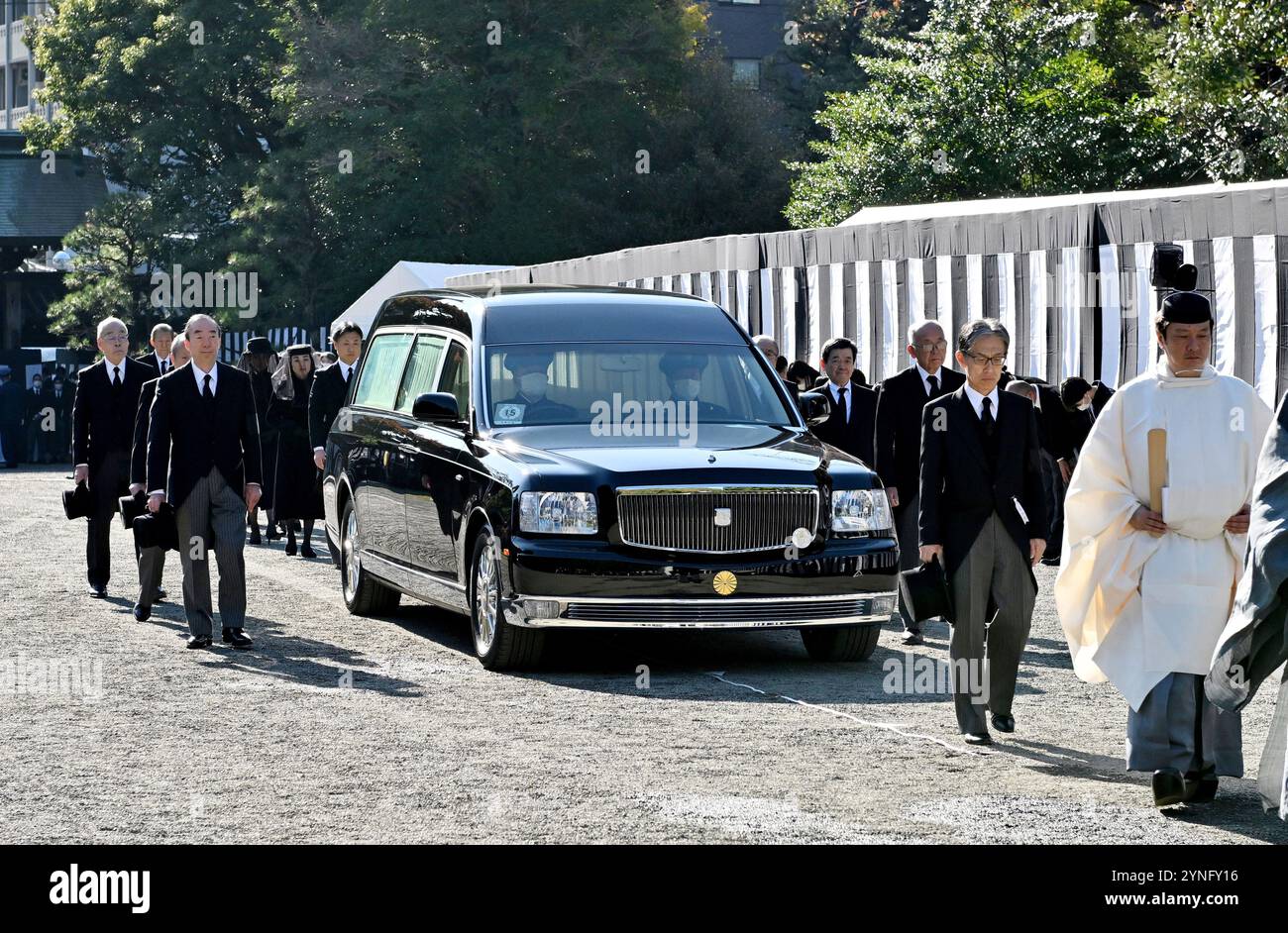 The funeral carriage carrying the coffin of Japanese Princess Yuriko ...