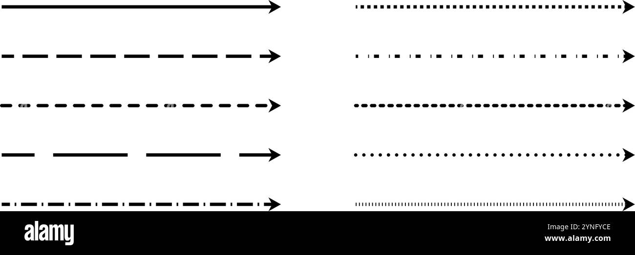 Black straight arrows set. Long thin arrow collection. Doodle sketched ...