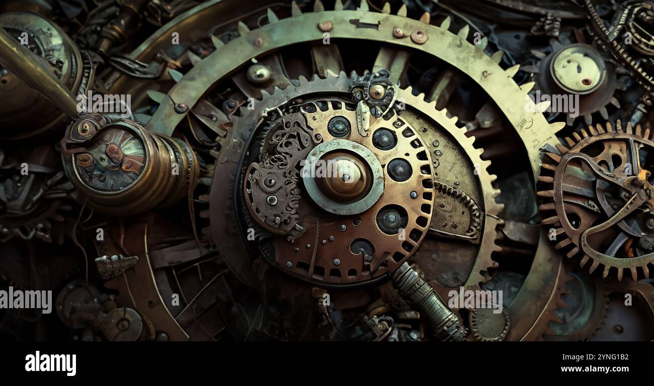 Steampunk Cogs and Gears with many teeth Stock Photo - Alamy