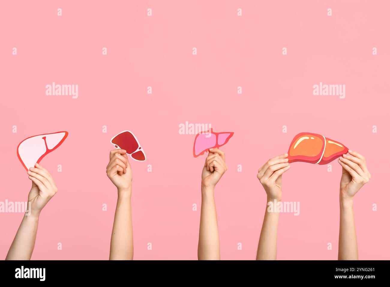 Female hands with paper human organs on pink background Stock Photo - Alamy