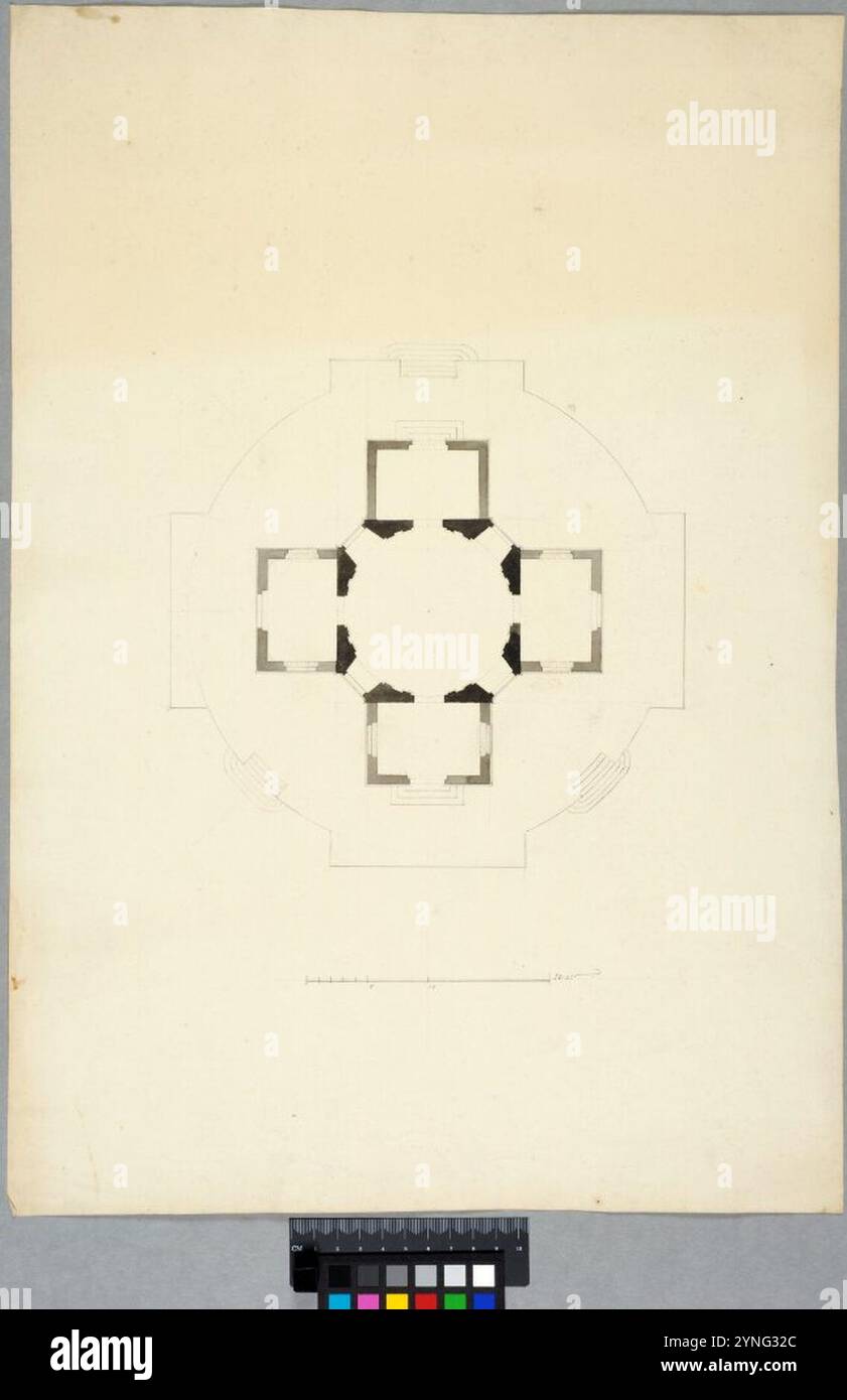 Carl Hårleman - Design for a Cross-shaped Pavilion Placed on a Terrace ...