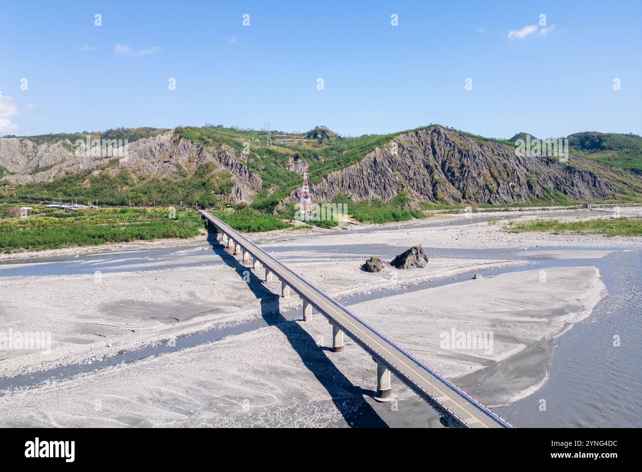 Aerial view of Liji badlands located in Taitung city, Taiwan Stock ...