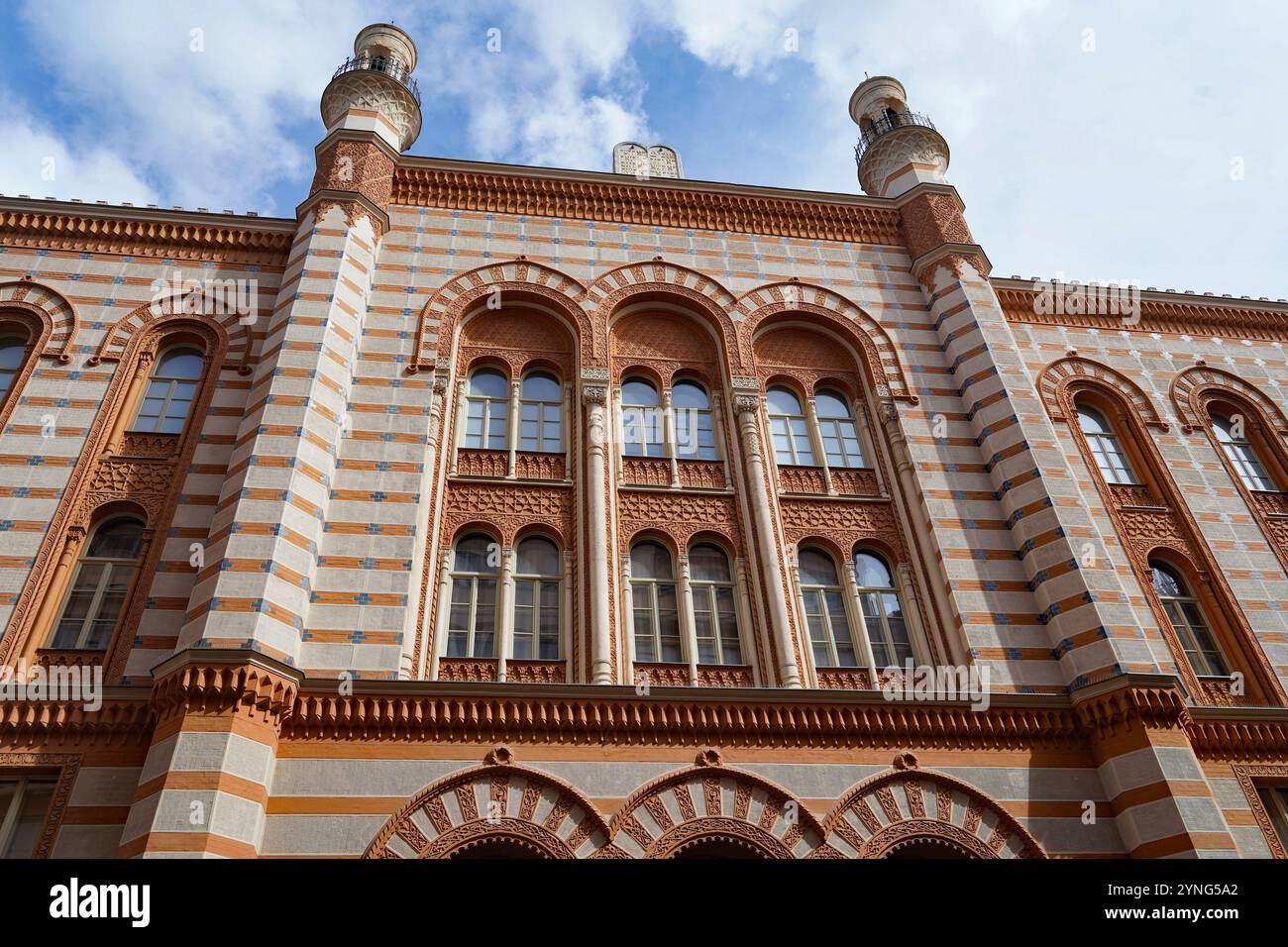 Ornate facade of the Rumbach Street synagogue in Budapest Stock Photo ...