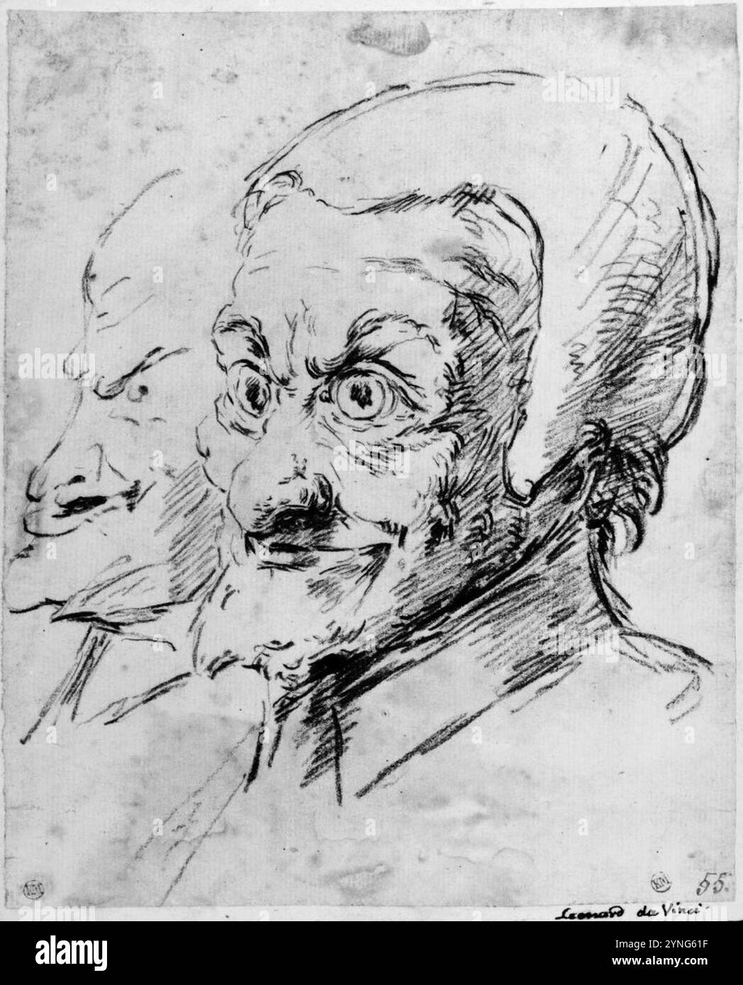 Two grotesque heads Black and White Stock Photos & Images - Alamy