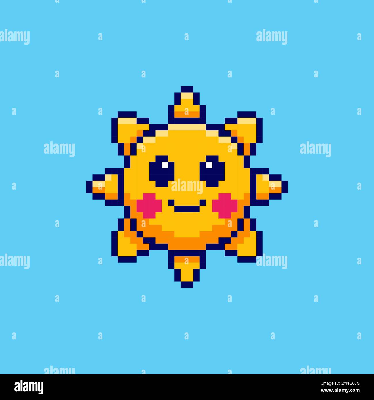Pixel art Smiling Sun game asset design Stock Vector Image & Art - Alamy