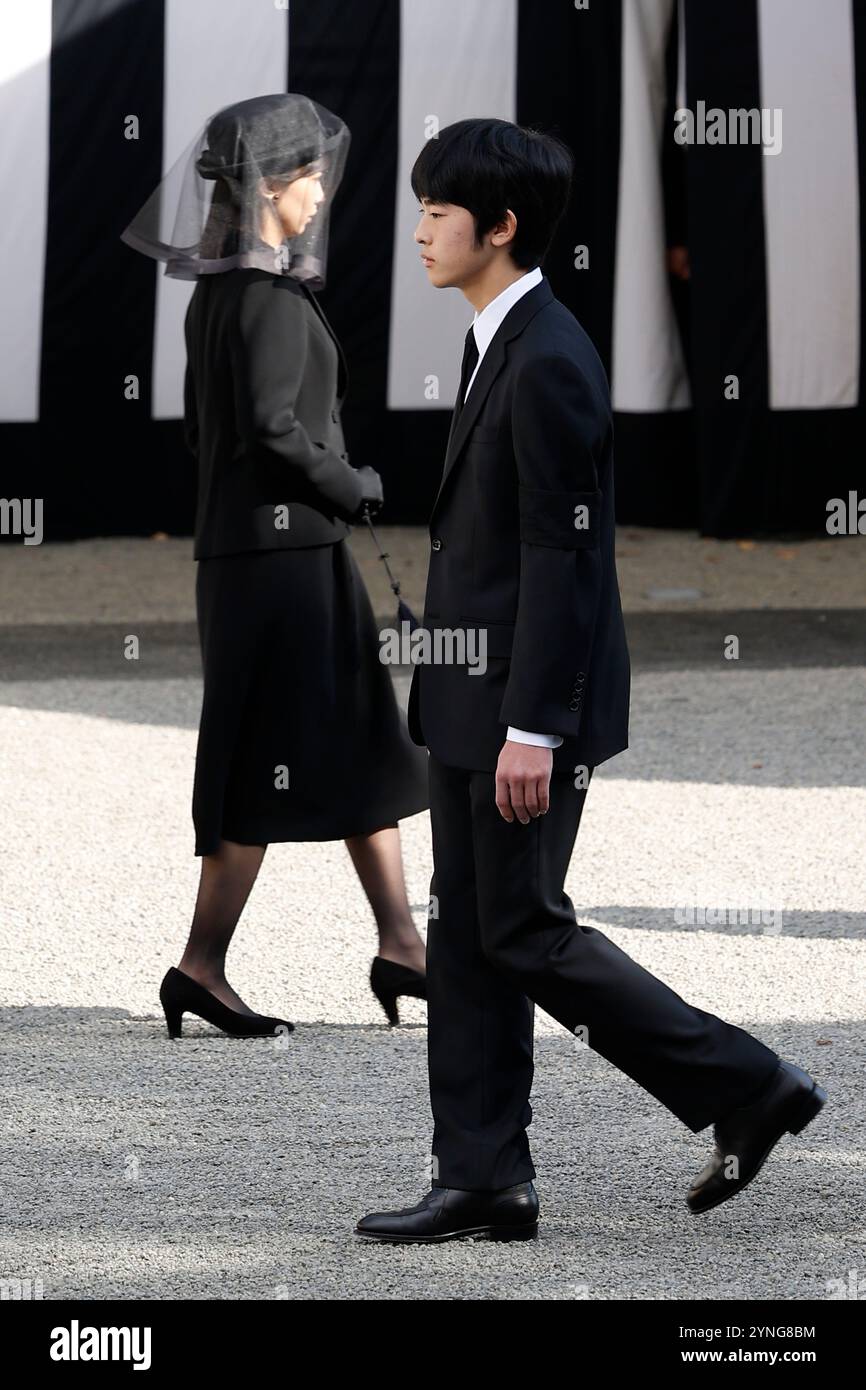 Japanese Prince Hisahito of Akishino, front, and Princess Kako of ...