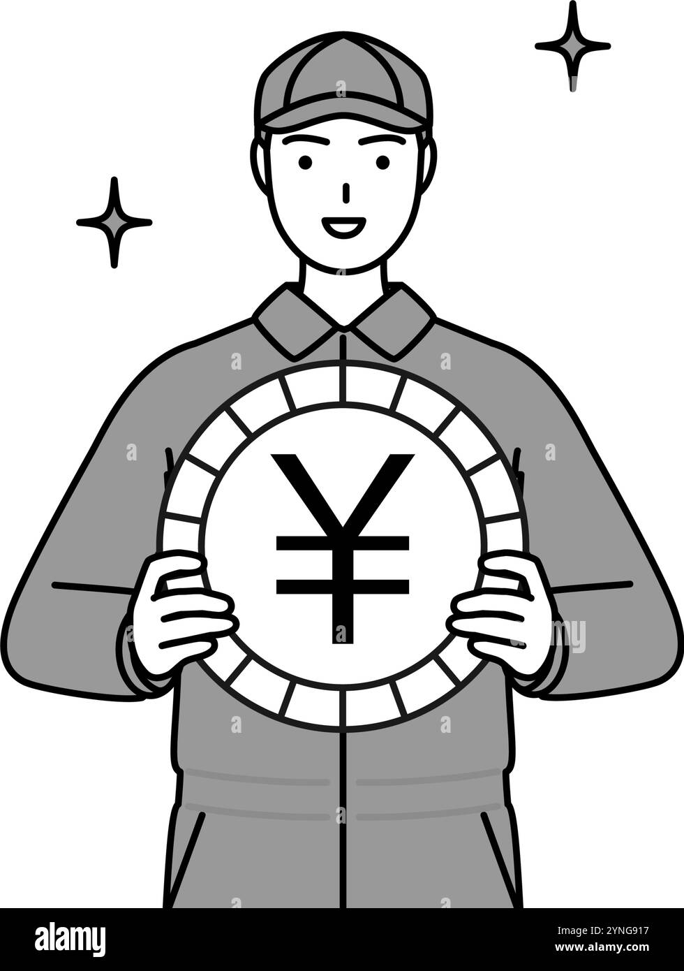 A mechanic in coveralls an image of foreign exchange gains and yen ...