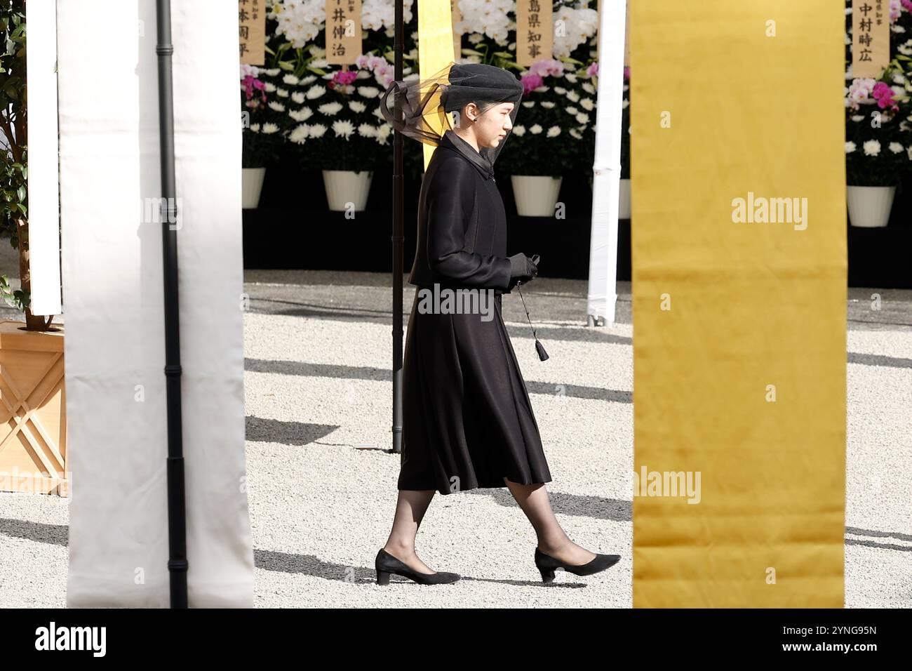 Japanese Prince Aiko attends the funeral of the late Japanese Princess ...