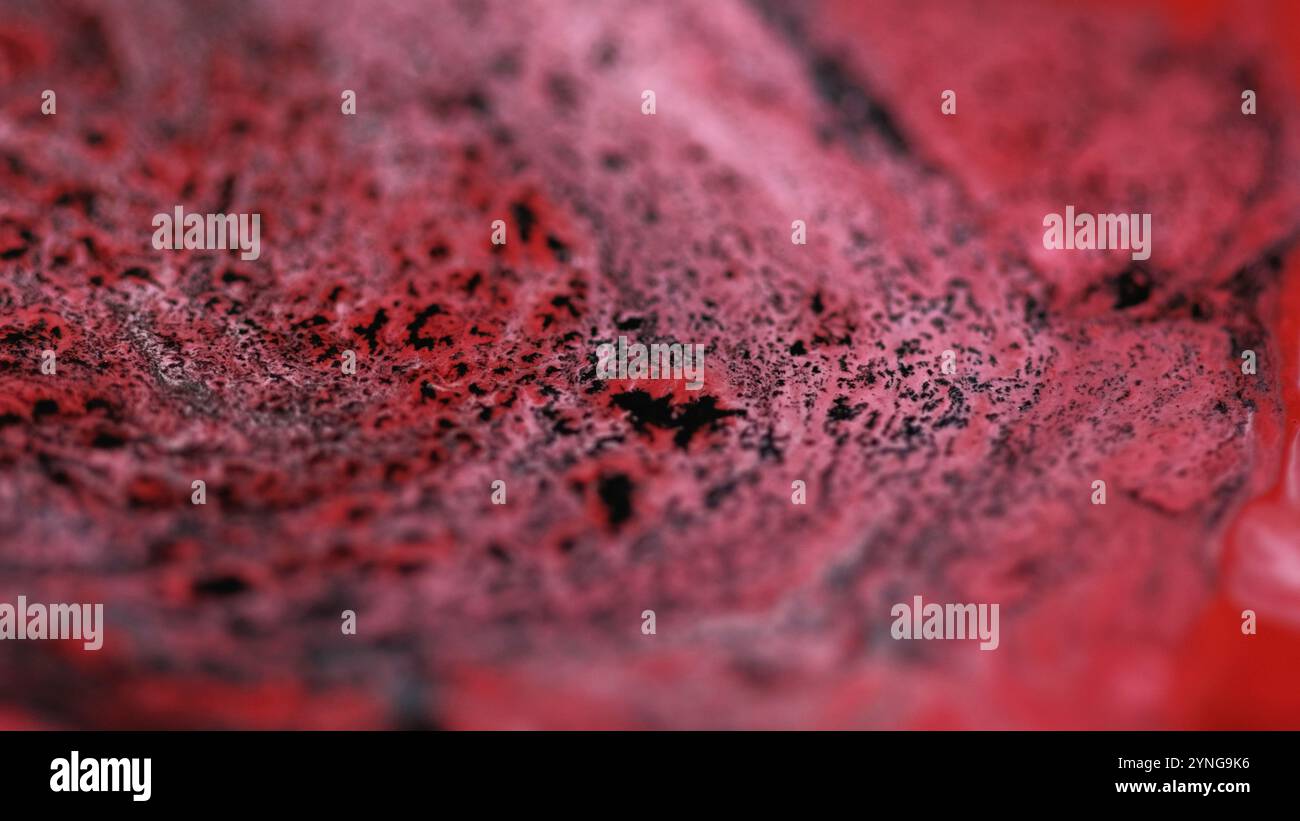 Blend jelly. Glitter gel spill. Paint water. Blur red white black color shimmering particles ...