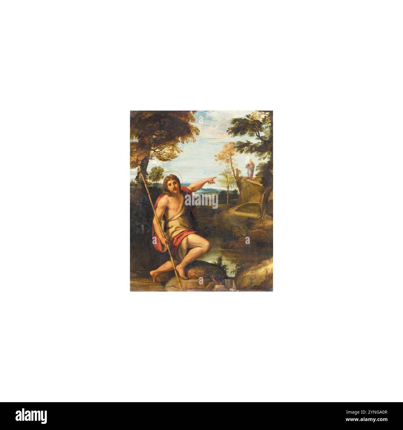 Carracci - Saint John the Baptist in a landscape pointing at the figure of Christ, lot.33 Stock ...