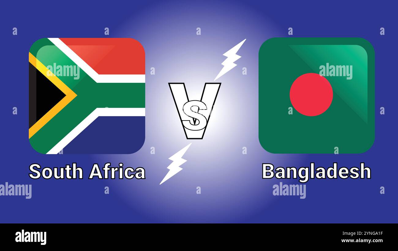South Africa Vs Bangladesh 3D Illustration vector flags in shaded ...