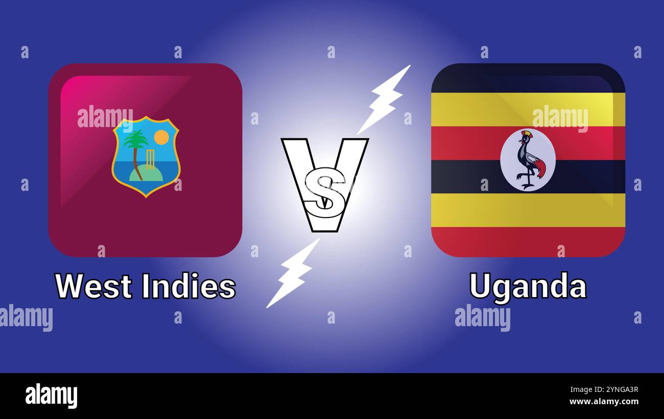 West Indies Vs Uganda 3D Illustration vector flags in shaded Rounded ...