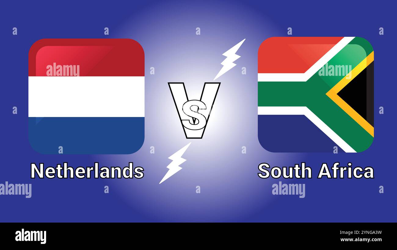 Netherlands Vs South Africa 3D Illustration vector flags in shaded ...
