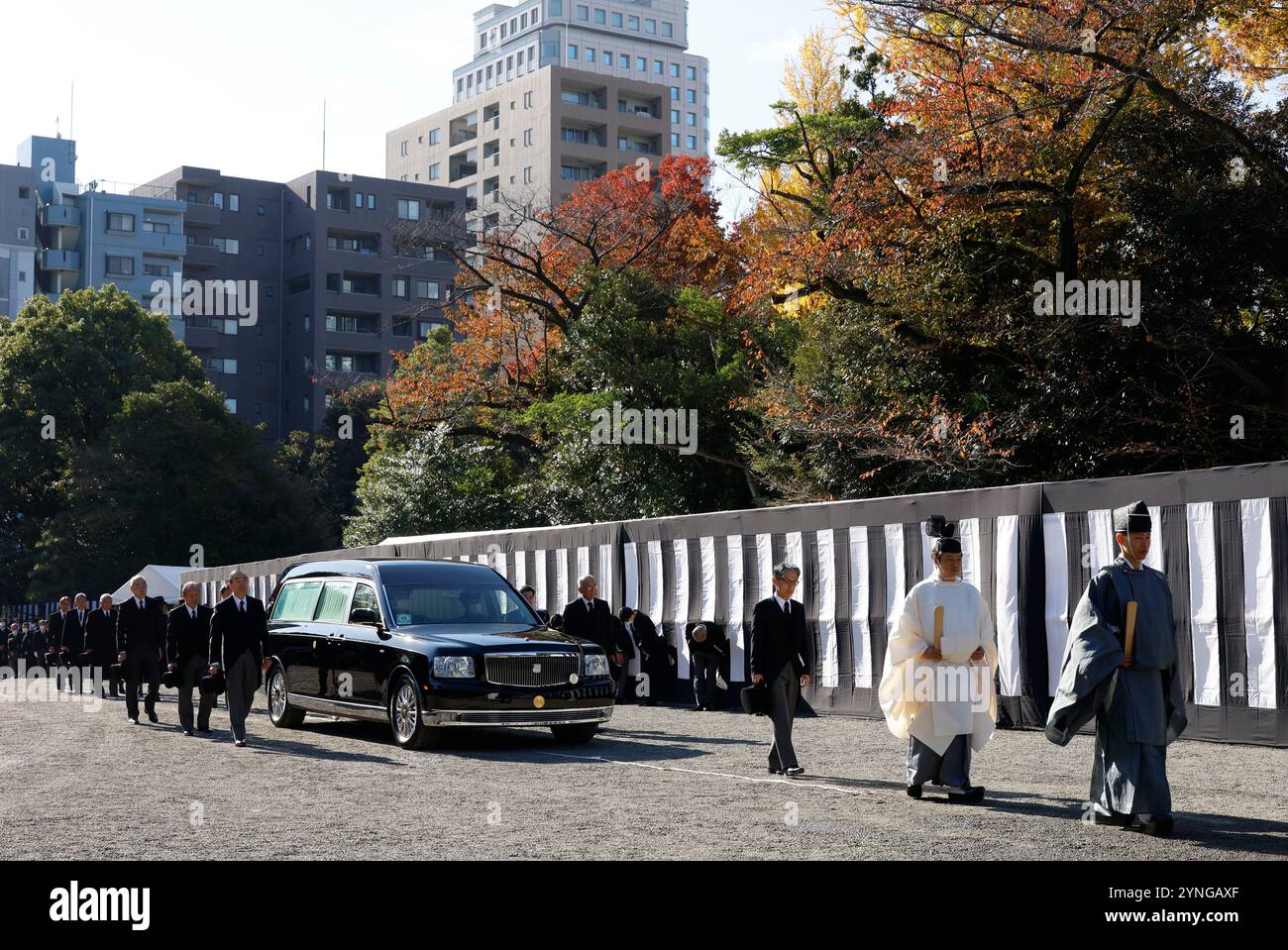 November 26, 2024, Tokyo, Tokyo, Japan: The hearse arrives to the ...