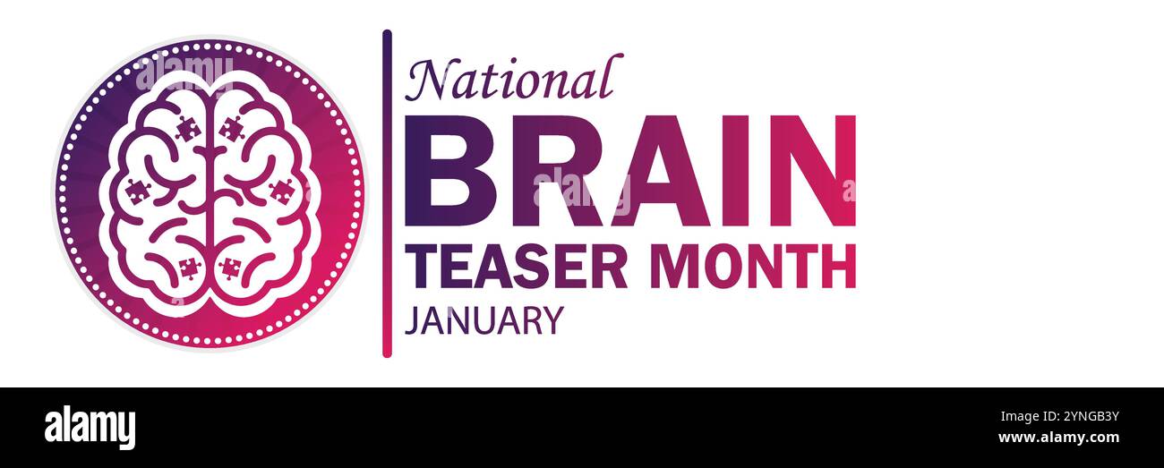 National Brain Teaser Month. January. Suitable for greeting card ...