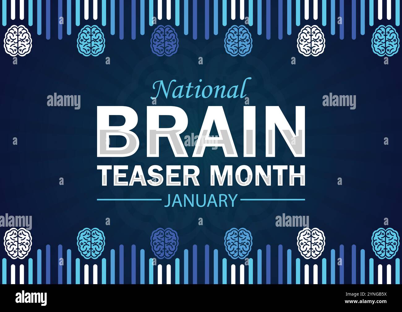 National Brain Teaser Month January. Modern illustration. Holiday ...