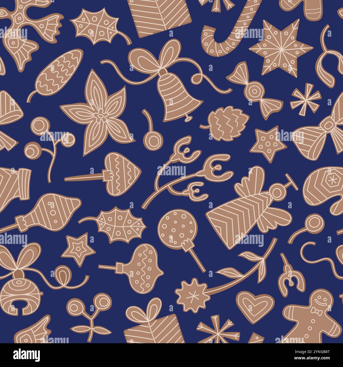 Christmas gingerbread cookies seamless pattern. Traditional holiday ...