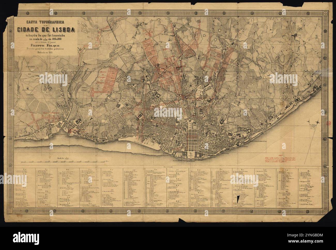 Carta topográfica Lisboa Folque e Pais Stock Photo - Alamy