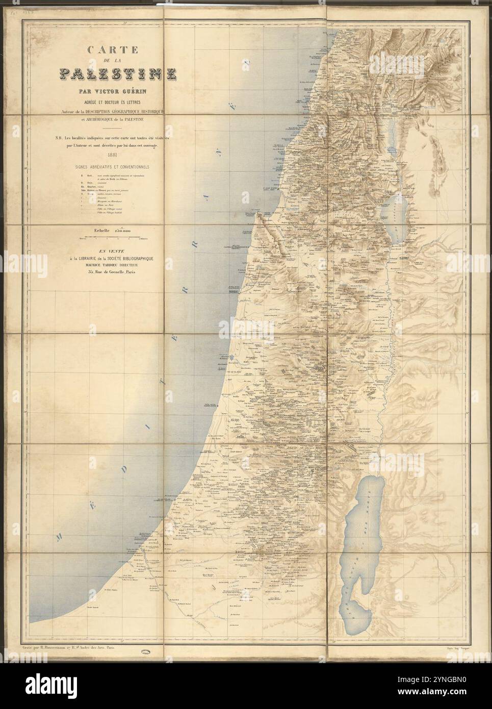 Carte de la Palestine, Par Victor Guérin, Gravé par R. Hausermann Stock ...