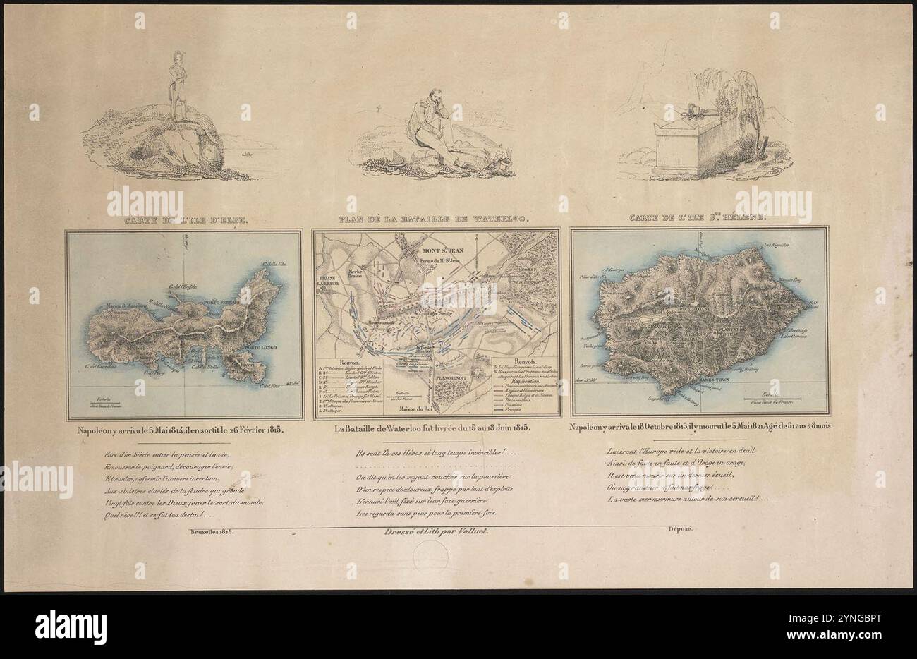 Carte de l'île d'Elbe - plan de la bataille de Waterloo - carte de l ...