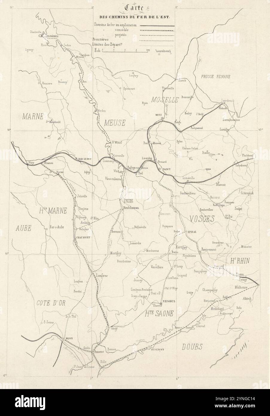 Carte des Chemins de fer de l'Est Stock Photo - Alamy