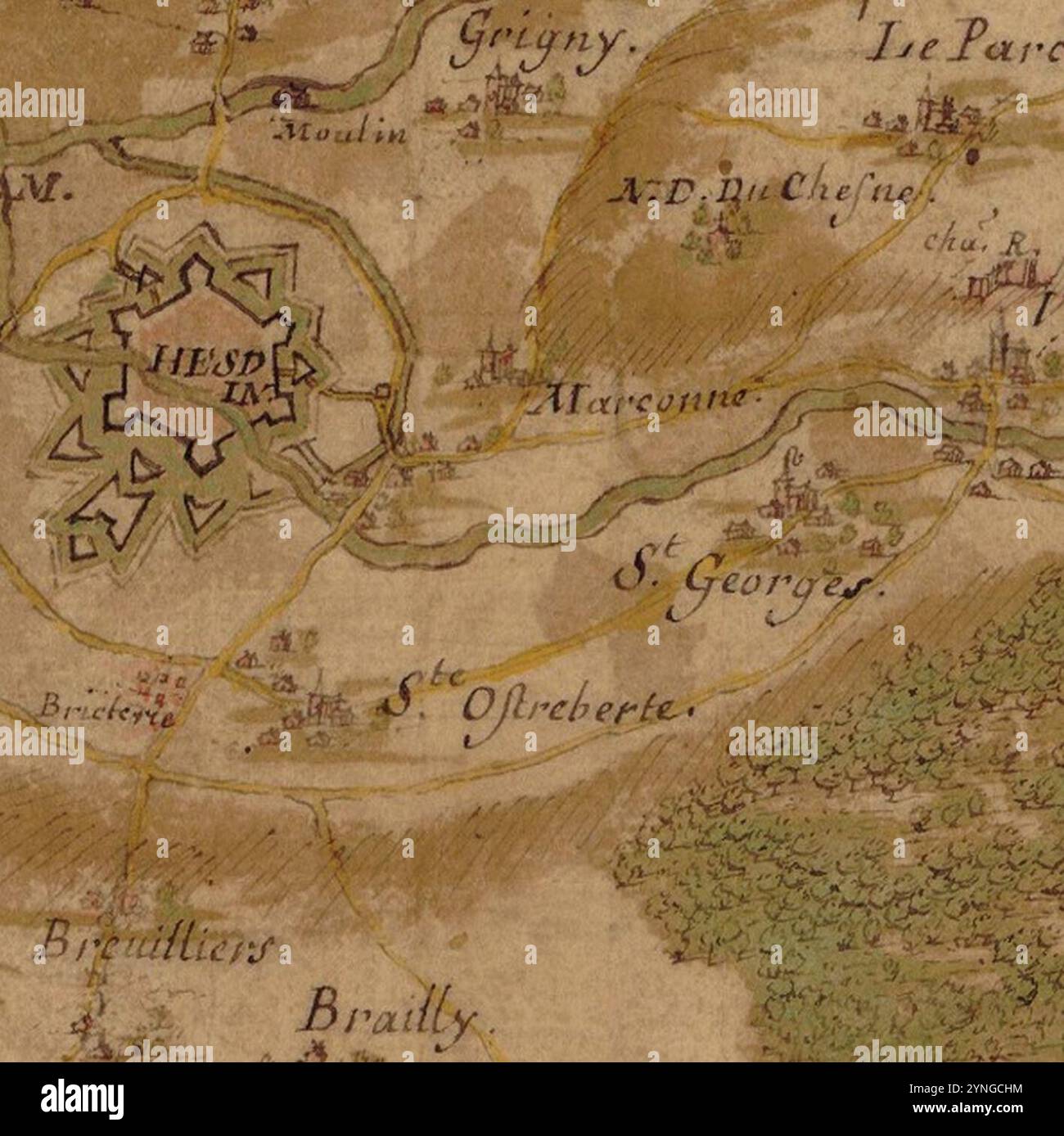 Carte particulière des environs d'Hesdin Stock Photo - Alamy